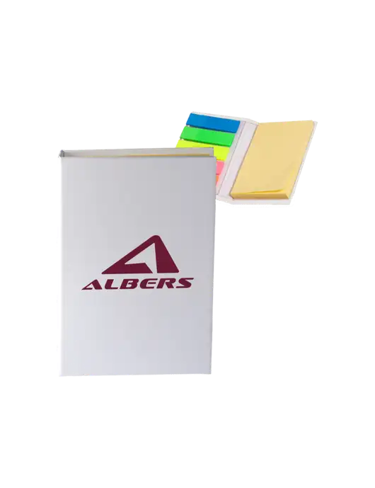 White Micro Sticky Note Pad, 2 x 3.25 w/Albers Aerospace Logo