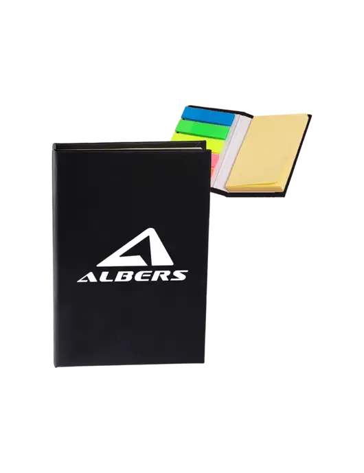 Black Micro Sticky Note Pad, 2 x 3.25 w/Albers Aerospace Logo